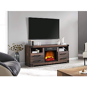 HEARTHPRO Perry Entertainment Media Console & 18" Firebox - Rustic Brown, SP6543-OF