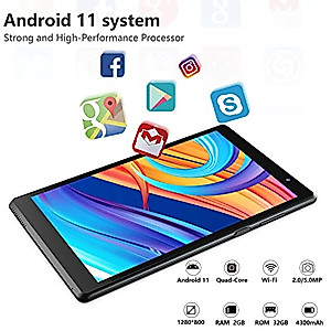 CUPEISI Tablet 8 inch Quad-Core RAM 2GB+ROM 32GB Android 11 Tablets 1280 * 800 IPS HD Display 4300mAh Battery, 2MP+5MP Dual Camera, Tablets Include Leather Case