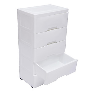 Fermoirper Storage Drawers 5 Drawer Storage Organizer 17.72 * 11.81 * 33.07in Plastic Drawers Stackable Clothes Drawer Plastic Dressers With Drawers Vertical Storage Tower（White）