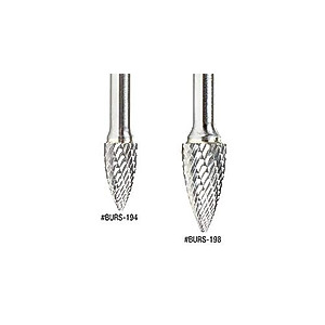 Amana Tool - BURS-190 Solid Carbide Pointed Tree Shape 1/8 Dia x 3/8 x 1/8 Shank Double Cu