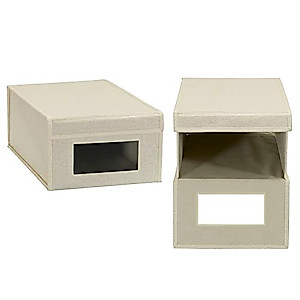 Household Essentials Large Drop Front Shoe Box 2 Pack, Beige