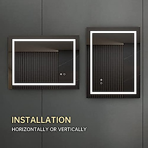 WiCCI 32x24” LED Lighted Bathroom Wall Mounted Mirror with High Lumen Anti-Fog Separately Control Dimmer Function