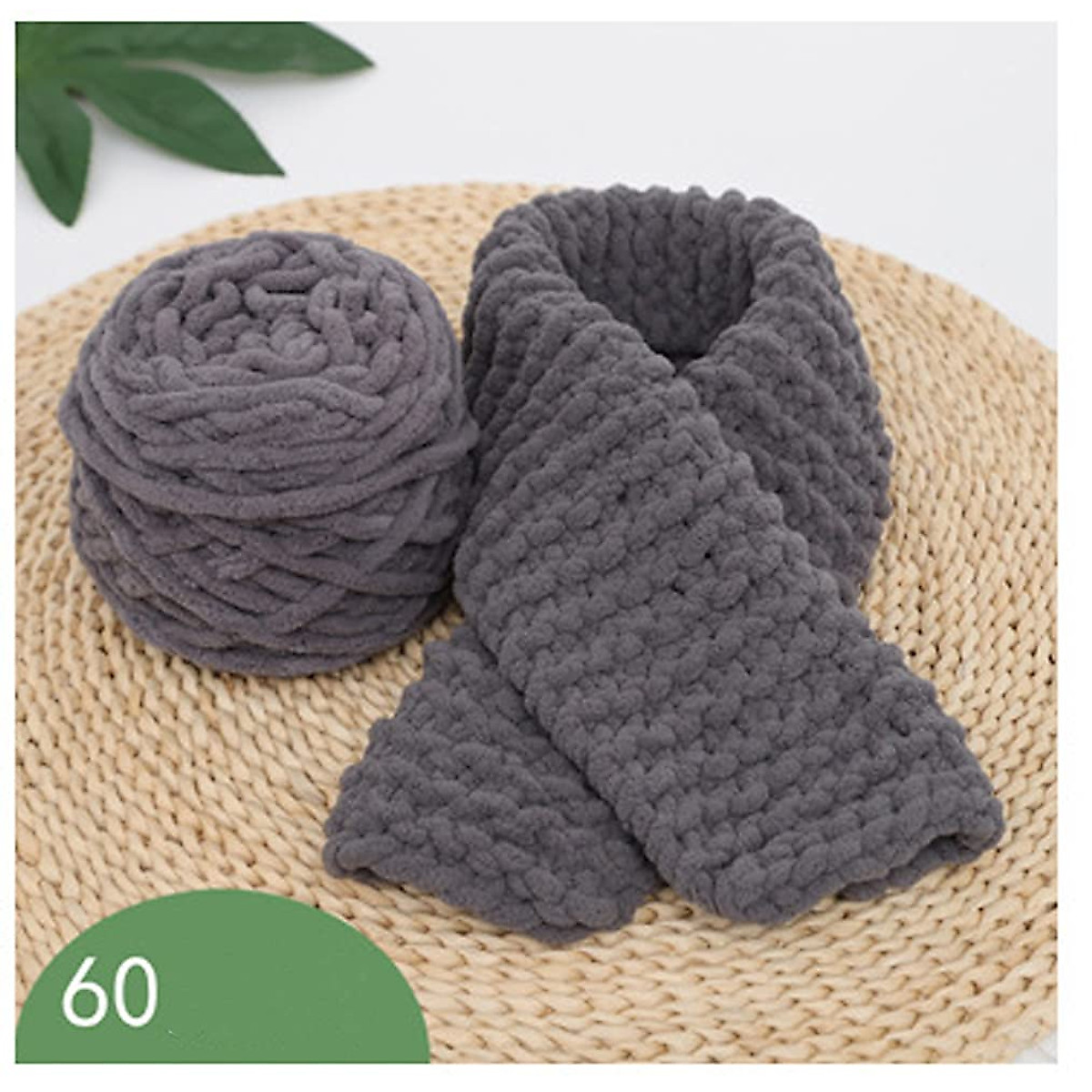 3 Balls Sparkling Chenille Yarn, Super Soft Thick Velvet Blanket Yarn for Crochet Knitting Home Décor DIY Craft Bulky Weight Polyester Ice Strip Yarn for Baby Blanket 300g (Dark Grey)