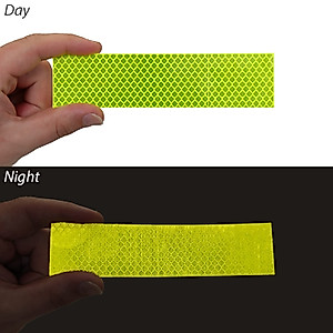 SmartSign 1.2 x 6 inch Yellow Green Reflective Strips - Pack of 4, Premium 3M Diamond Grade Reflective Stickers for Night Safety/Backpacks/Bicycles/Vehicles, Hi-Tack Adhesive, Made in USA
