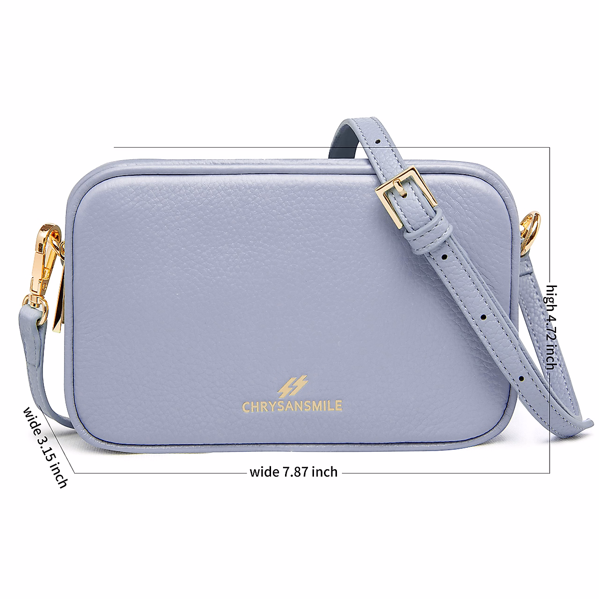 Chrysansmile Genuine Leather Crossbody Bags for Women Ladies Small Crossbody Shoulder Bag Lightweight Purses and Handbags - Light Blue