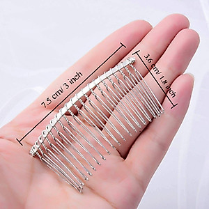 5 Pieces Hair Combs for Women Accessories Metal Bridal Hair Comb 20 Teeth Wedding Veil Comb Decorative for Women Fine Hair(White K)