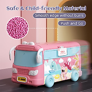 MITCIEN Dollhouse Playset, DIY Pretend Portable Caravan Camper Bus Toy Kit with Little Critters Bunny Dolls Mini Cottage House Set Camping Family Toys for Toddler 3 4 5 6 Year Old Girl