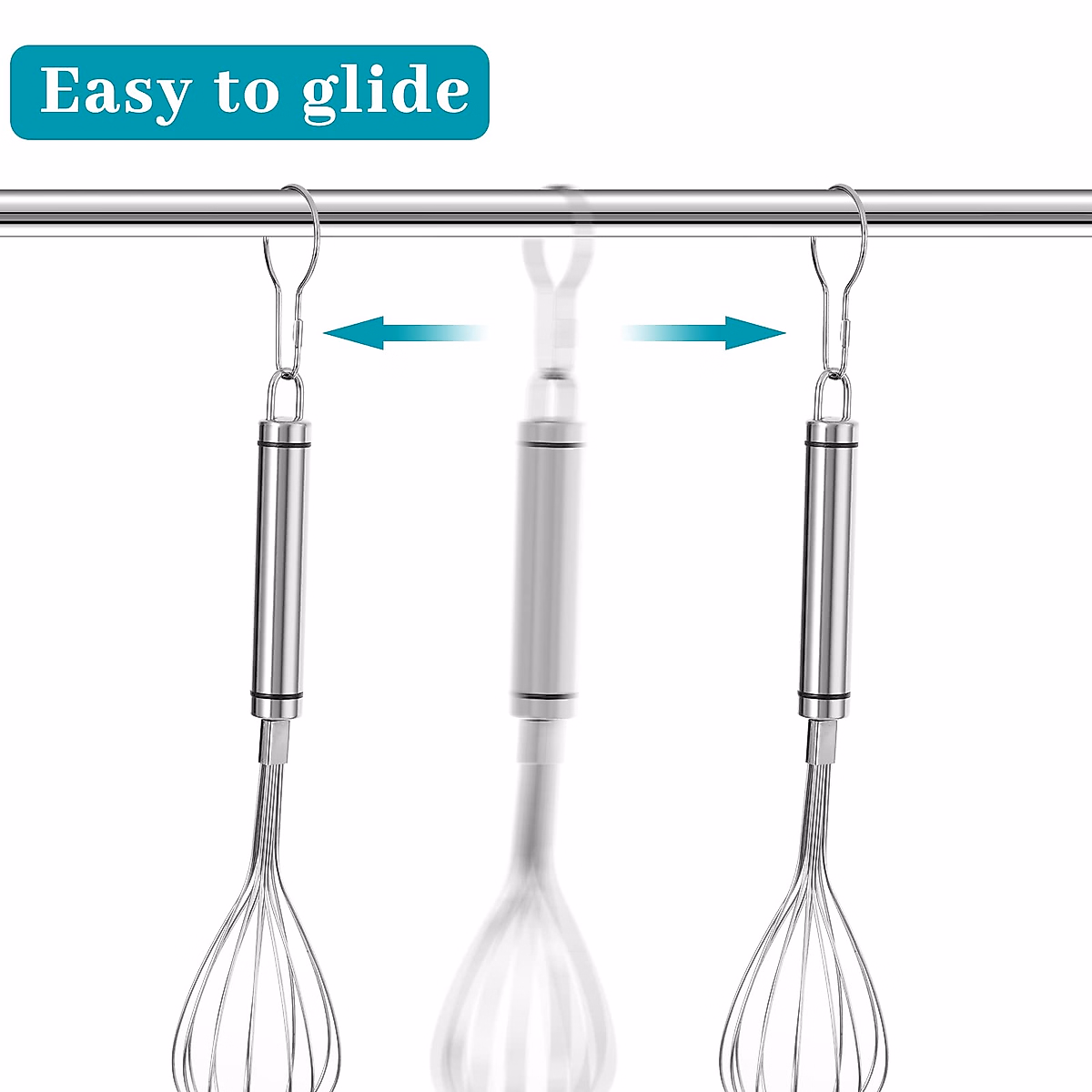 Queekay Metal Shower Curtain Hooks Hanging Clips Metal Curtain Rings Practical Reusable Shower Hangers for Bathroom Bedroom Kitchen Home Applications(Silver,60 Pieces)