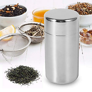 Tyenaza Tea Canister, Double Seal Stainless Steel Tea Tin Canister with Airtight Double Lids for Loose Tea Coffee Candy Herbs and Spices Storage(l)
