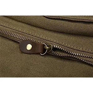 Sechunk Vintage Military Leather Canvas Laptop Bag Messenger Bags Medium （Army Green）