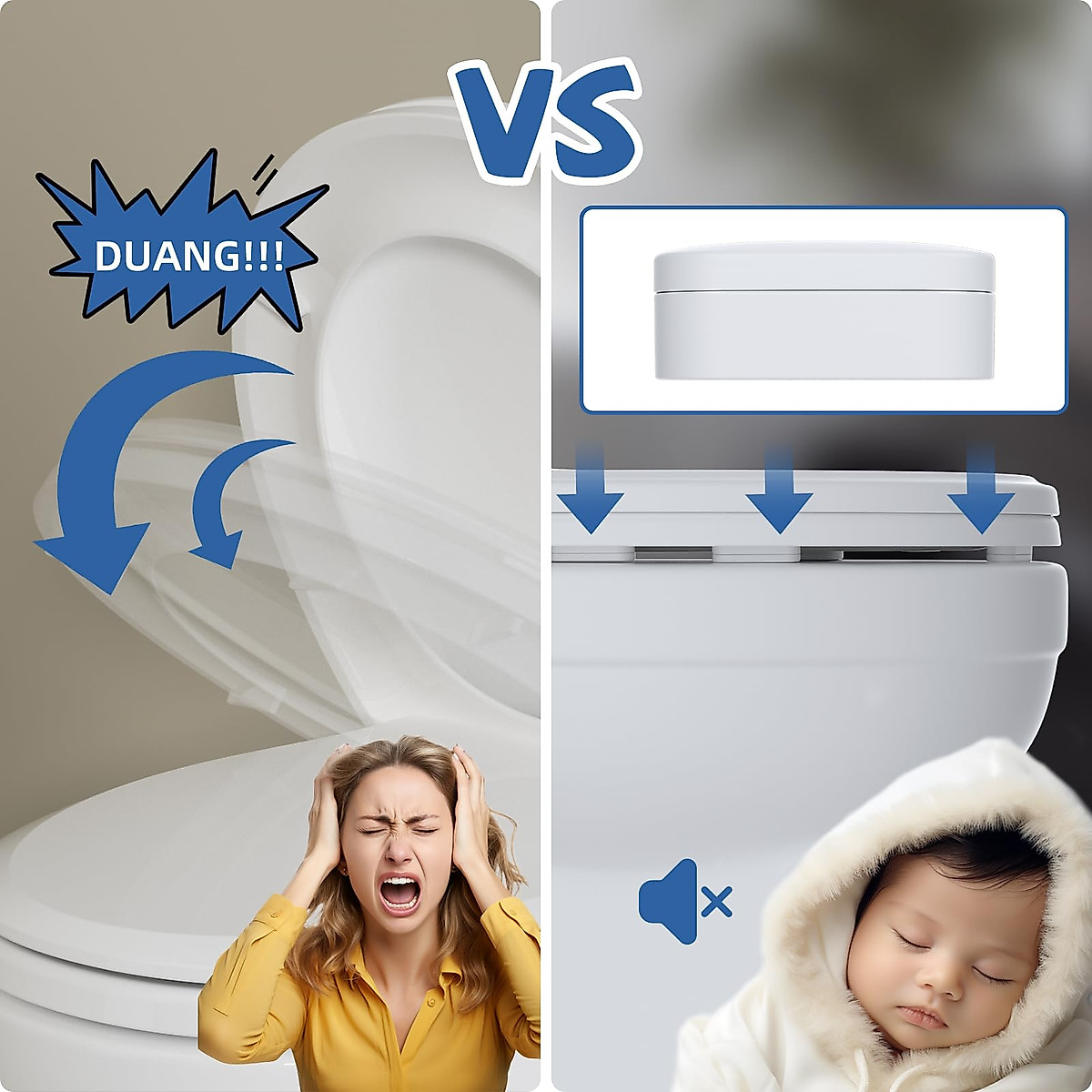 Hibbent 4 pieces Toilet Seat Bumpers for Bidet, Strong Adhesive Toilet Seat Bumpers for Use with Bidet Attachment, Universal Buffer Toilet Lid Rubber Bumpers, White