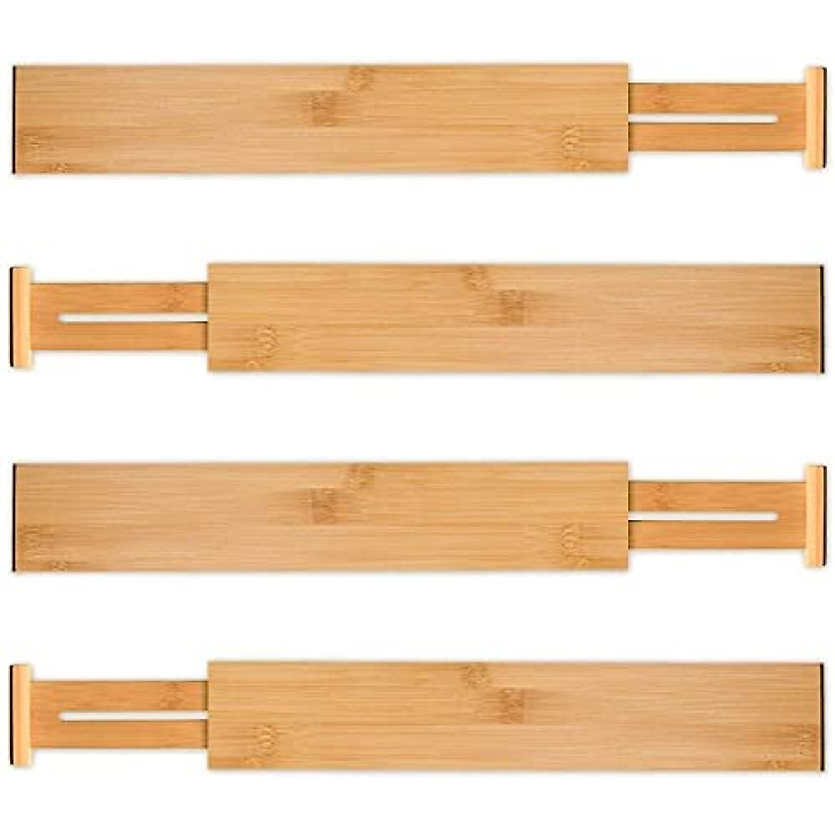 Utoplike 4 pcs Bamboo Kitchen Drawer Dividers(16.8-21.8IN),Adjustable Drawer Organizers,Spring Loaded,Works in Kitchen,Dresser,Bathroom,Bedroom,Drawer,Desk