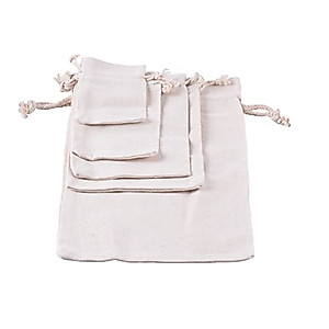 VIAMTO Mixed Sizes Cotton Muslin Drawstring Bags, 10pcs Reusable Cotton Pouches, Sachet Bags, Gift Bags, Jewelry Pouches, Breathable Bags for Home Supplies