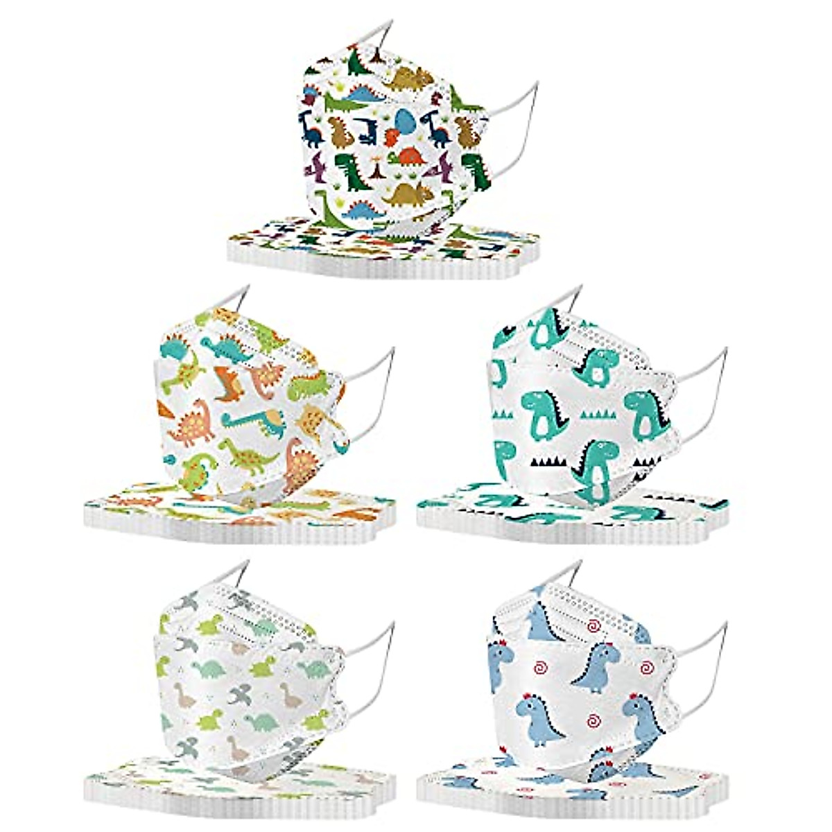 50 Pack Kids KF_94 FaceMásks Disposable with Cartoon Designs, 4-Ply 4D Printed Breathable FaceMásk for Boys Girls School (MultiColor_6)