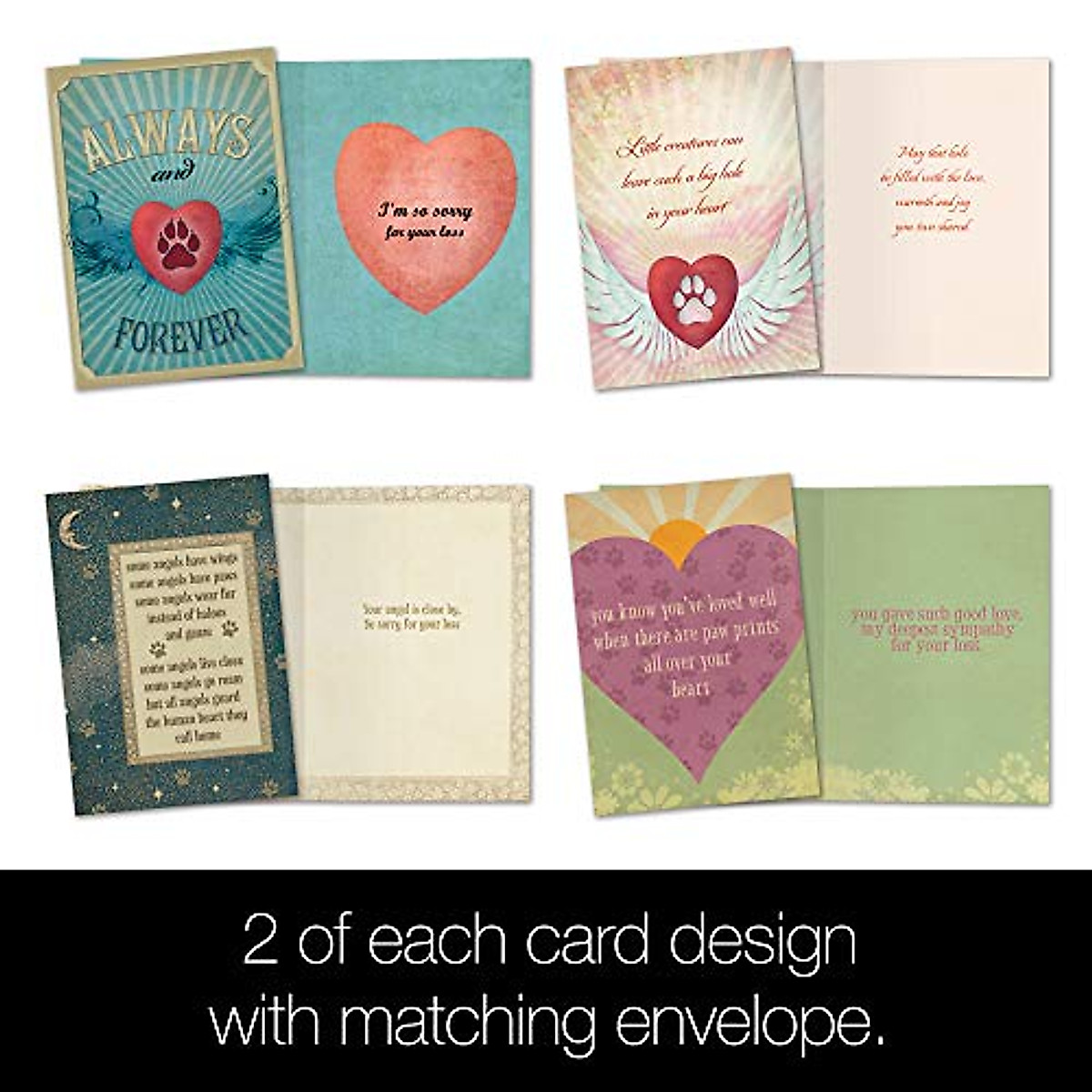 Tree-Free Greetings Forever Friends Pet Sympathy Card Assortment, 5 x 7 Inches, 8 Cards and Envelopes per Set (GA31528)