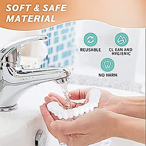 Fake Teeth, 4 PCS Dentures Teeth for Women and Men, Dental Veneers for Temporary Tooth Repair Upper and Lower Jaw, Nature and Comfortable, Protect Your Teeth and Regain Confident Smile