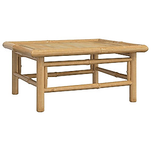 vidaXL 6 Piece Bamboo Patio Furniture Set with Taupe Cushions - Durable Outdoor Sectional Sofa for Garden, Deck, or Lounge Area - Modular Design with Coffee Table