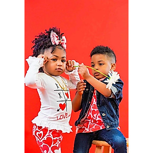 Unique Baby Girls Valentines Day Love Always Wins Pants Set (4t, Love Wins)