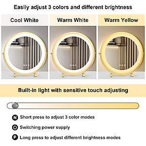 AVZEAR Vanity Mirror, Dressing Table with Lighted Mirror Makeup Dressing Table with Large Drawer and 4-Drawer Chest, 3-Color Touch Screen Dimmable Mirror with Cushioned Stool, White