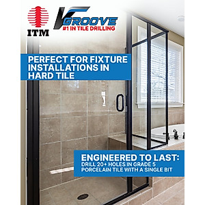 ITM V-GROOVE - VG-4002B - 3/16" X 4" - 25 Pack - Porcelain Tile Drill Bits - Carbide Tipped Drill Bits for Porcelain, Ceramic, Marble, Stone and Glass Tile