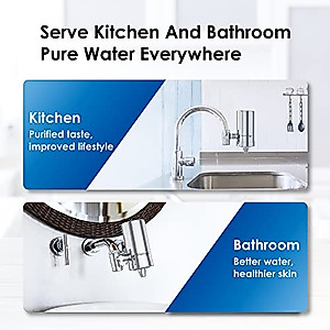Waterdrop Stainless-Steel Faucet Water Filter, Carbon Block Water Filtration System, Tap Water Filter, Reduces Chlorine, Heavy Metals and Bad Taste, WD-FC-06 (1 Filter Included)