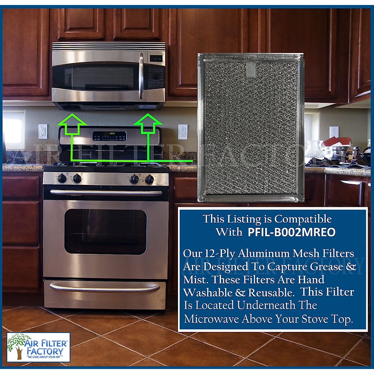 2-Pack Air Filter Factory Replacement For Sharp PFIL-B002MREO Microwave Oven Aluminum Grease Filters