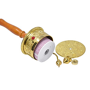 Hand Held Tibet Prayer Wheel – Tibetan Prayer Wheel Handheld Spinning Wheel with Dharma Wheel Om Mani Padme Hum for Gifts Nepal Decor by Mudra Crafts