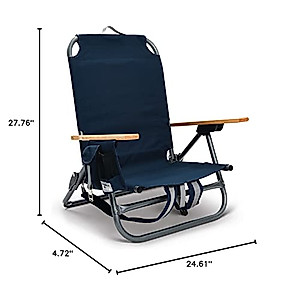 Sport-Brella SunSoul Folding Light-Weight Backpack Beach Chair,Cup Holders|Arm Rest|Foldable, Aluminum, Navy