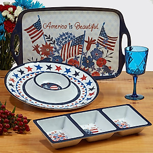 Certified International Stars & Stripes Melamine Hostess/Serving Set, Multicolor, Large, 3 Piece