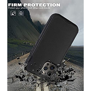 Case for iPhone 12 Pro Max Case 6.7" with 2 Screen Protector, Full Body Rugged Heavy Duty Military Grade Cover, Shockproof Drop-Proof Protection Durable Phone Case (Black)