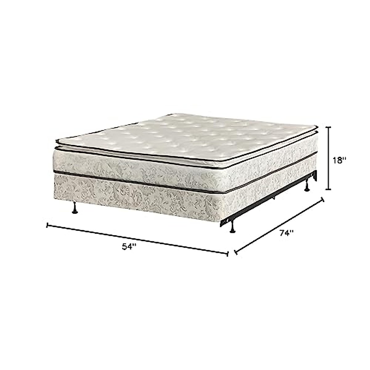 Mattress Solution 10-Inch Medium Plush Pillowtop Innerspring Fully Assembled Mattress And 8" Wood Box Spring/Foundation Set With Frame, Full