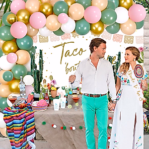 Taco Bout Love Bridal Shower Decorations, Sage Green Balloon Garland Kit, Fiesta Bridal Shower Backdrop, Bride to Be Sash, Ring Cactus Foil Balloons, Mexican Wedding Shower Bachelorette Party Supplies