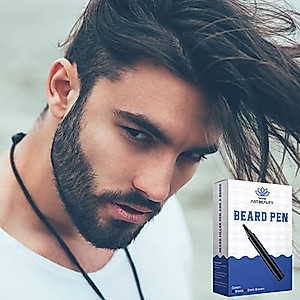 Natural Beard Pencil Filler pen for Men Beard Moustache, Water Proof Long Lasting Coverage, Repair Shape, Effective Enhance Facial Hair (BLACK)