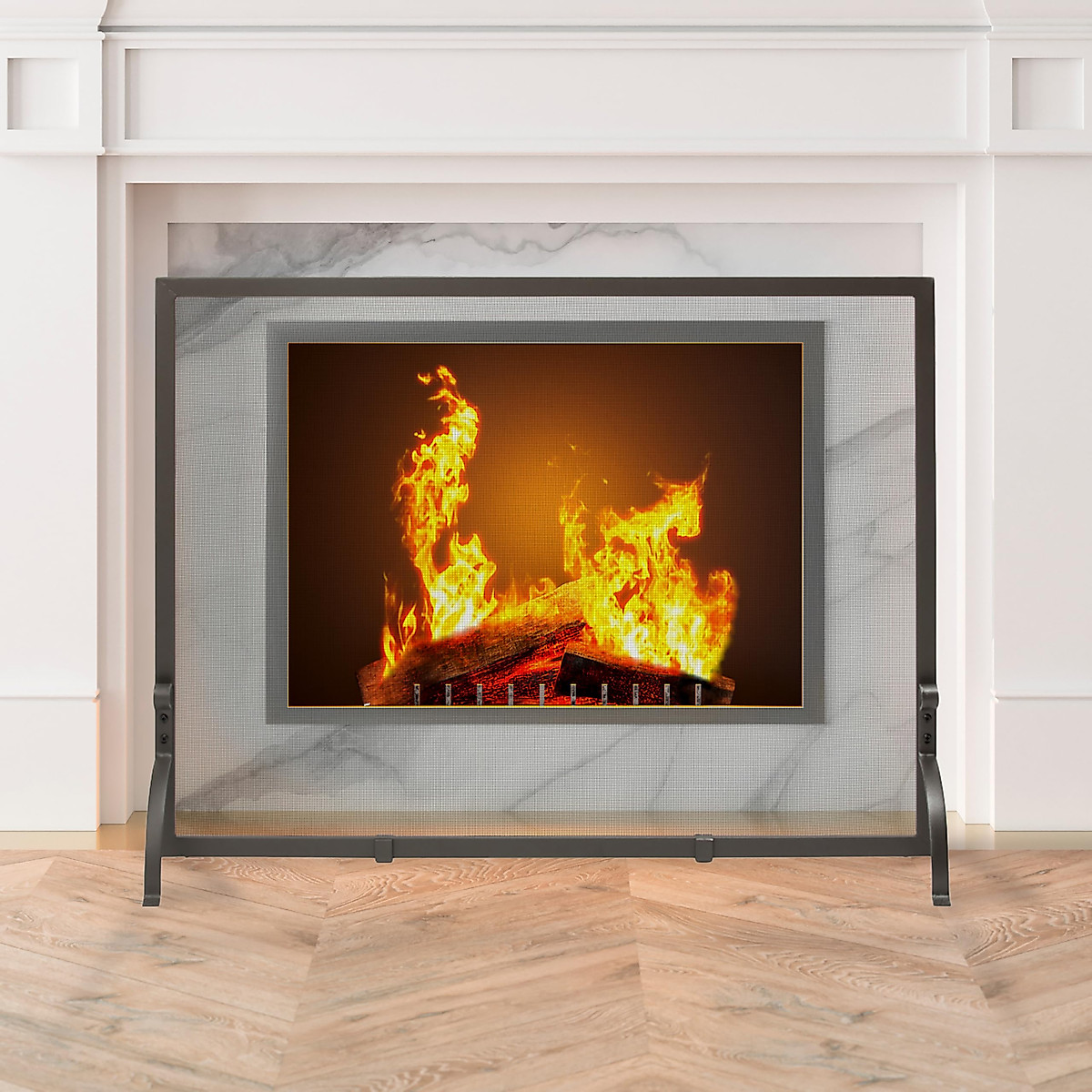 UniFlame, S-1156, Medium Single Panel Olde World Iron Finish Fireplace Screen