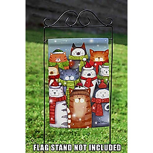 Toland Home Garden 12x18 Inch Double Sided Garden Flag Winter Flag, Cat Caroling Christmas Winter Garden Flag House Flag For Outdoor Yard Decoration
