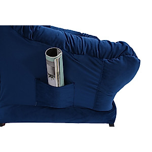 YOPTO Single Steel Frame Leisure Sofa-Chair with Armrests and A Side Pocket,Modern Cotton Fabric Lazy-Chair,Accent Contemporary Lounge Chair for Living Room Bedroom,Blue