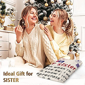 Autogiftry Sister Gifts Blanket, Sister Gifts from Sister, Sister Birthday Gifts from Sister Brother, Sister Christmas Blanket Gifts to My Sister, Big Sister Gift Throw Blanket 60” x 50” (Beige)