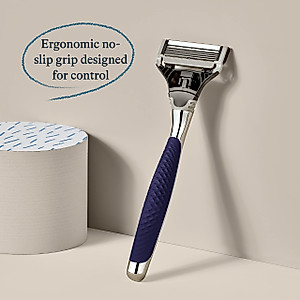 Harry's Razors for Men - Chrome Razor Handle | 5 Blade Razor with Lubricating Strip & Precision Trimmer, 3 Cartridges