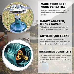 RANDDER Propane to Butane Adapter Camping Stove Adapter Gas Converter 16 oz Propane Tank Input EN417 Valve Output Camp Fuel Refill Adapter for Outdoor Backpack Hiking (Dark Green X 1 Pack)