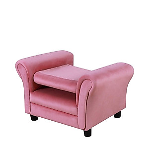 Getifun Single Kids Sofa Chair, Toddler Upholstered Sofa Couch with Wooden Frame and Velvet for Girls & Boys (Pink)