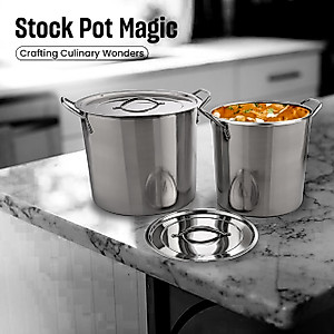 MARBELLA 4 pcs set (8/12) Quart Stainless Steel Stockpot with Lid Food Grade Heavy Duty Multipurpose Stock Pot for Stew, Simmering, Soup Pot, Gas and Dishwasher Safe Rust Free Cookware Silver