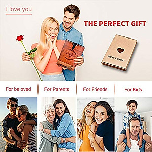 ZEEYUAN Wooden Photo Album Scrapbook DIY Photo Book Wedding Guest-Book 80 Pages Travel Memory Book Birthday Anniversary Valentine's Gift for Mother Father (I Love You)