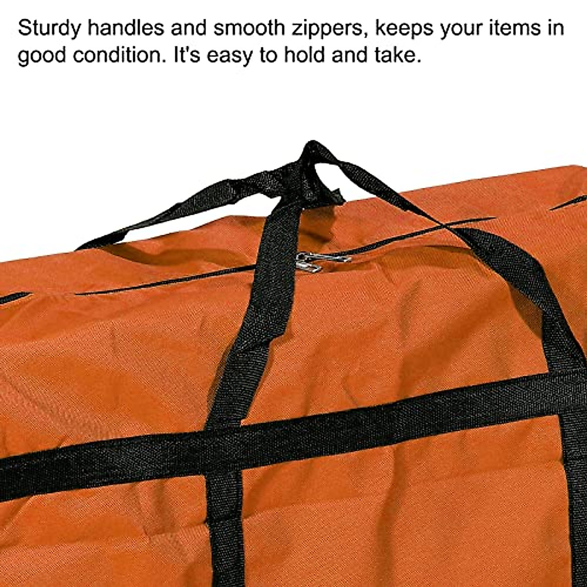 PATIKIL Storage Tote with Zippers, 125L Capacity Foldable Heavy Moving Tote Bags for Bedding Clothes, Orange