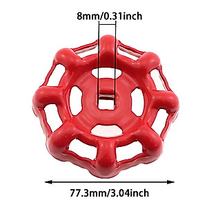 KKUANG 2PCS External Tap Handle Hollowed Out Round Wheel Cast Steel Valve Handwheel Square Hole 8x8mm Red Faucet Gate Shut Off Valve Handle for Patio Bathroom Toilet Kitchen Drainage