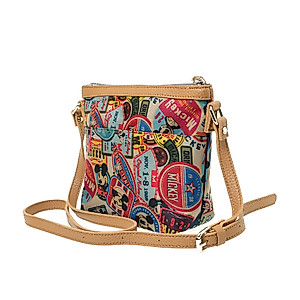 A138.Disney Mickey Mouse Women Vintage Shoulder Cross Body Bag Handbag (Beige)