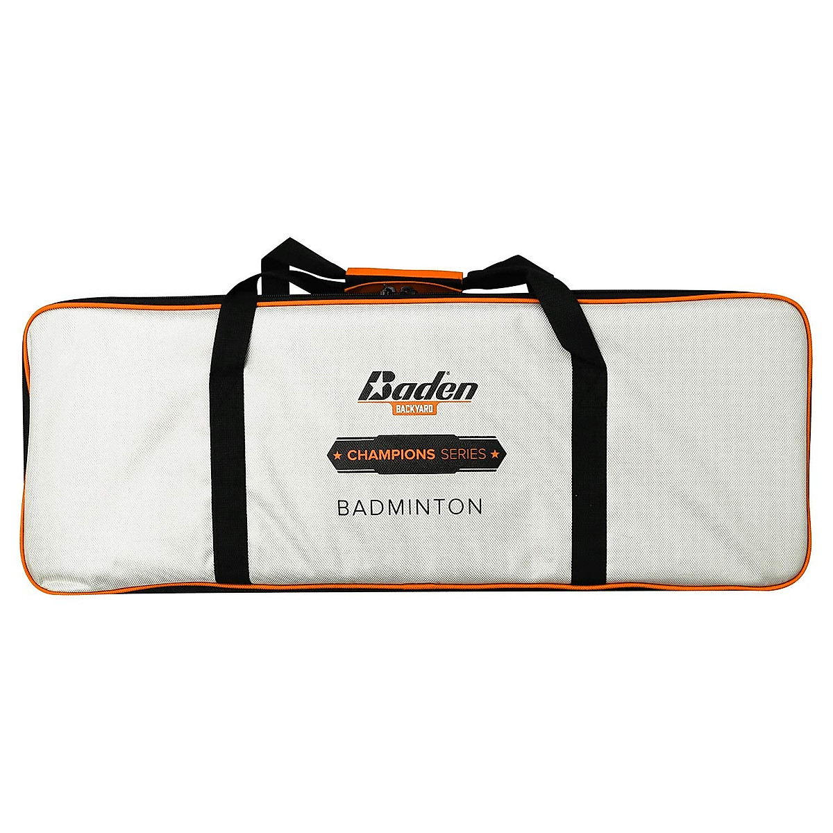 Baden | Champions | Portable Badminton Set | Regulation Net + 3 Shuttlecocks + 4 Racquets + 1 Boundary + 1 Carry Bag | Orange/Gray