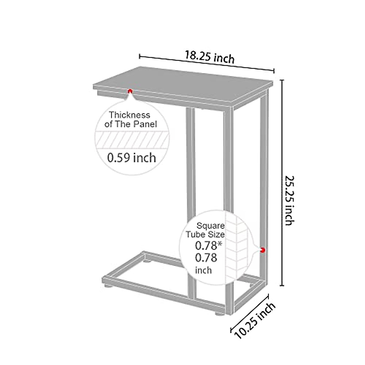 Coral Flower C Side Table Sofa End Tables for Home Office, Living Room Accent Snack Table Couch Table for Coffee，Light Walnut