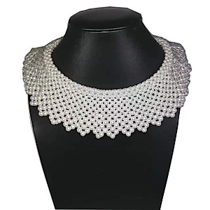 Faux Pearl Fals Collar Bib Collar Necklace Chocker Statement Collar Necklace Pearl White/Ivory