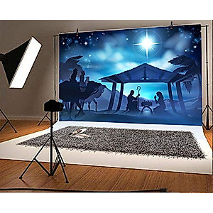 Leyiyi 6x4ft Merry Christmas Jesus Christ Born Photography Background Shepherd Santa Marria Joseph Barn Camels Cold Winter Night Starry Backdrop Baptism Happy New Year Photo Portrait Vinyl Studio Prop