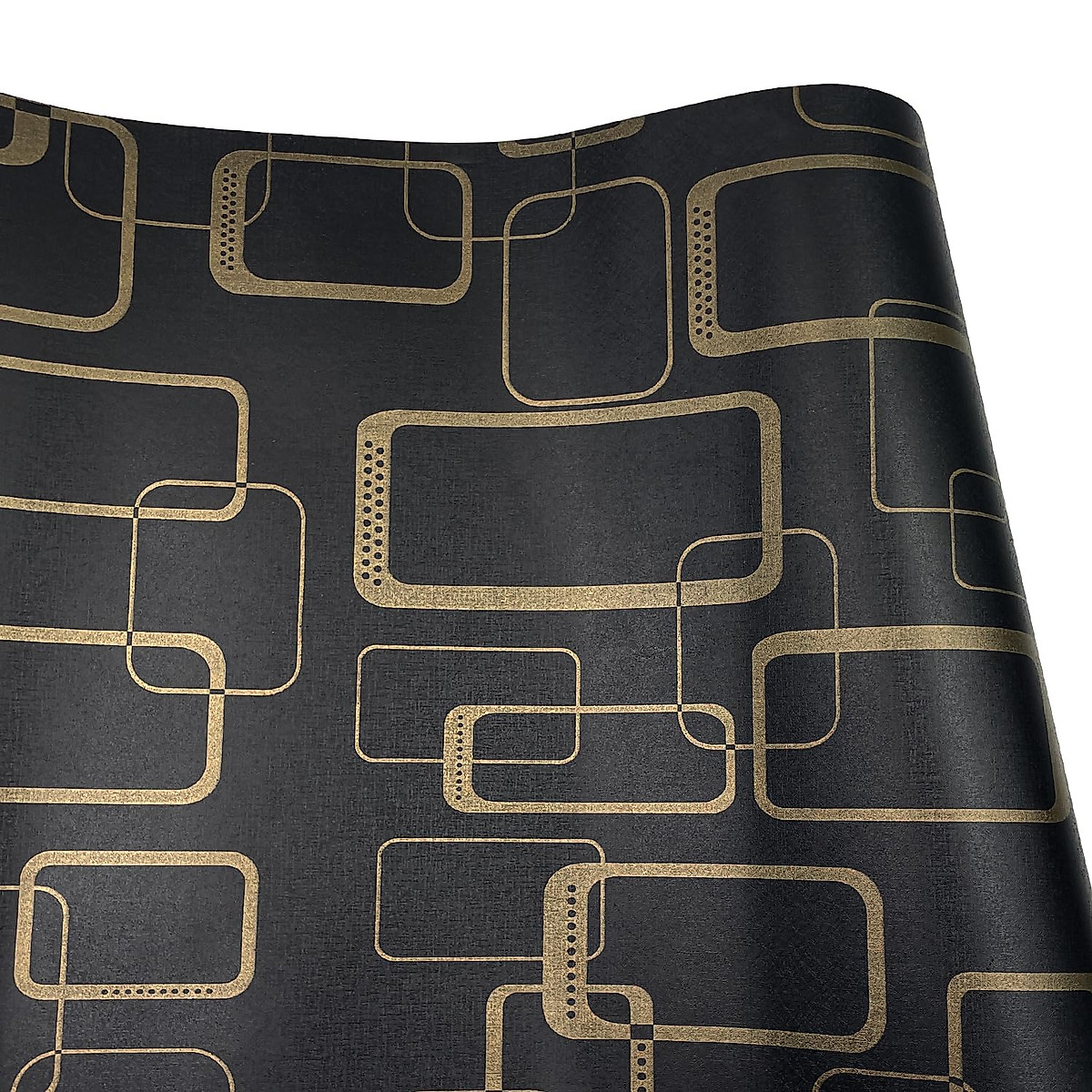 SimpleLife4U Geometric Pattern Shelf Drawer Liner Self-Adhesive Black Countertop Protect Paper for Furniture 17.7 Inch by 9.8 Feet